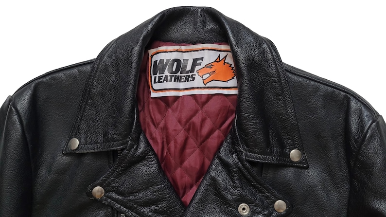 Original Rare Vintage 80s Wolf Leathers Motorcycle Punk Leather Jacket ...