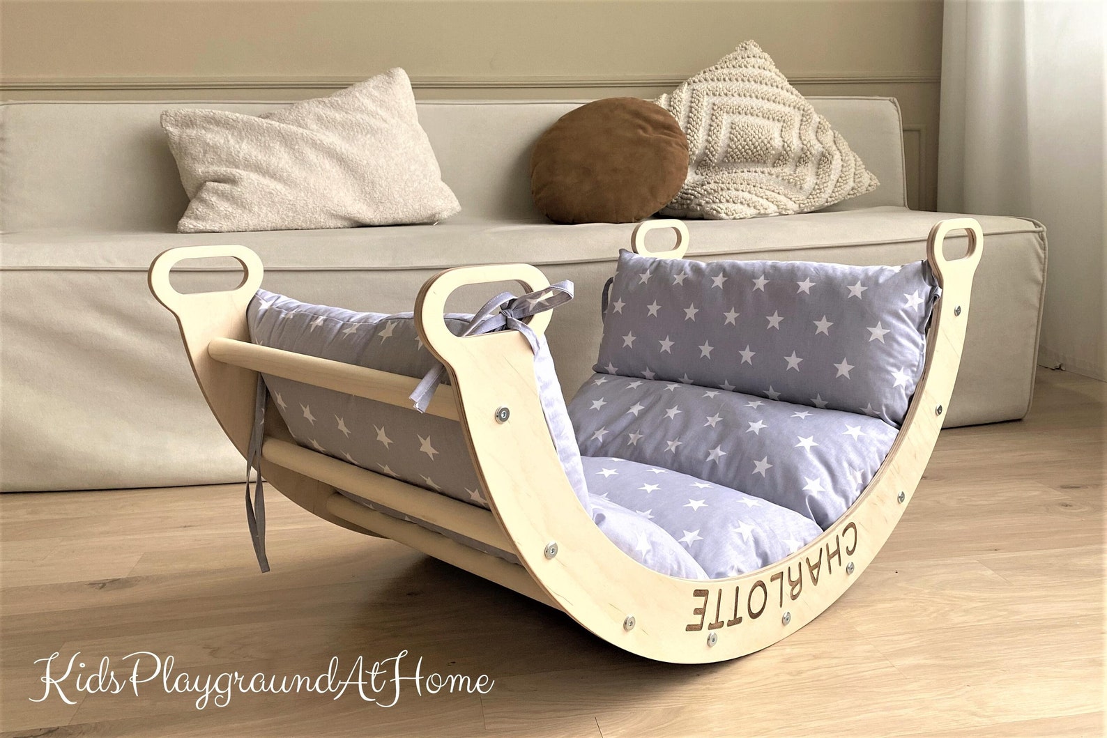 Montessori Kletterer Bogenrocker mit Kissen Wippe holz - Etsy.de