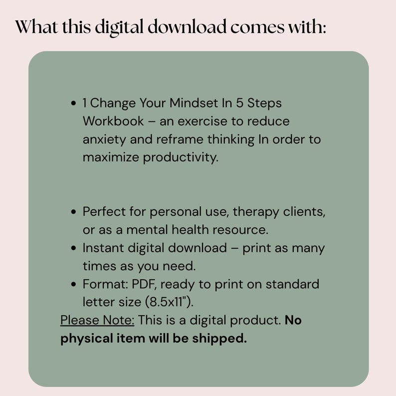 Change Your Mindset in 5 Steps Workbook | Mental Health Resources | PDF ...