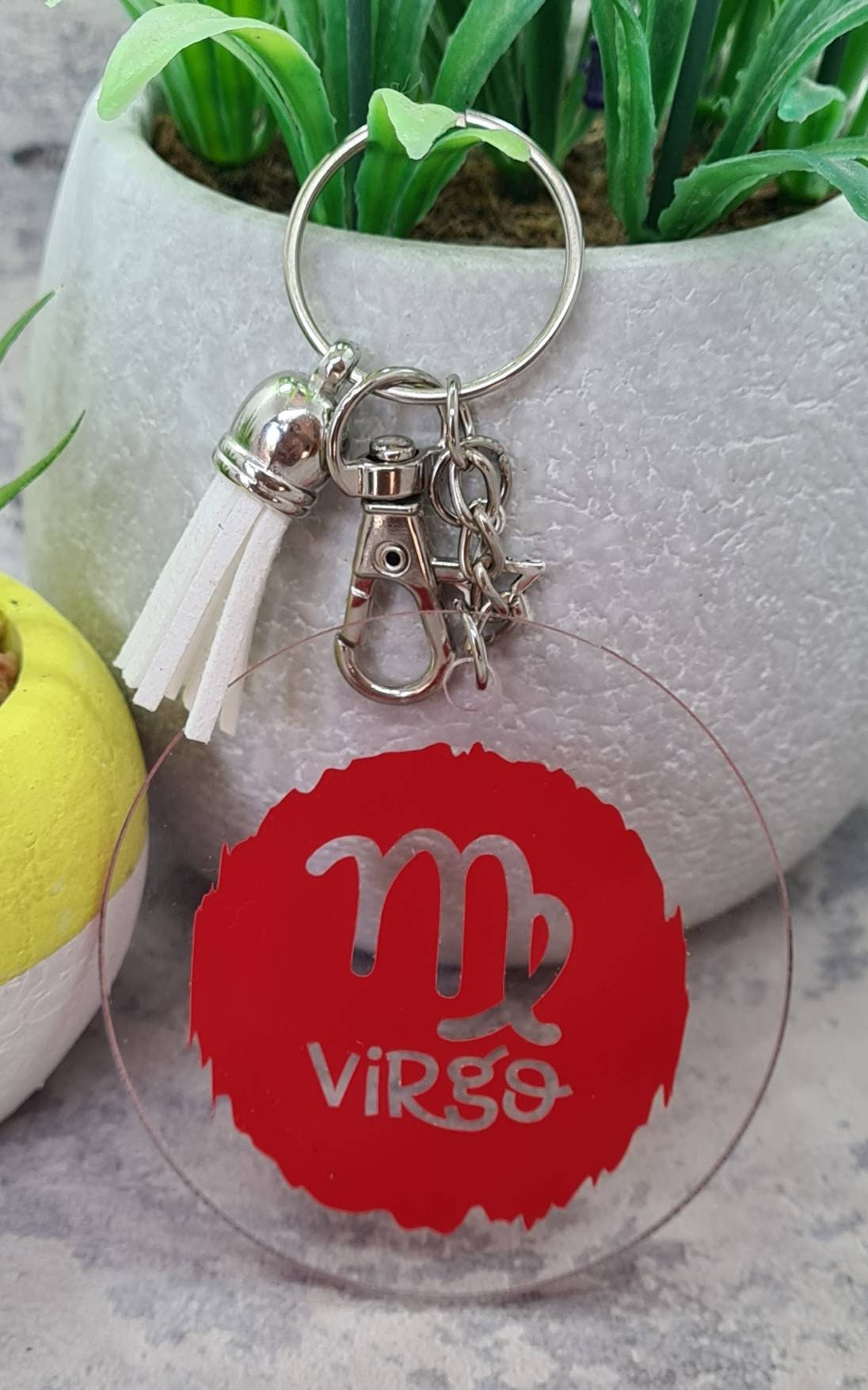 Virgo Star Sign Keyring/keychain With Tassel, Horoscope Gift, Gift for ...