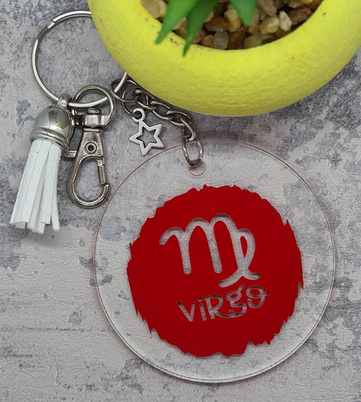 Virgo Star Sign Keyring/keychain With Tassel, Horoscope Gift, Gift for ...