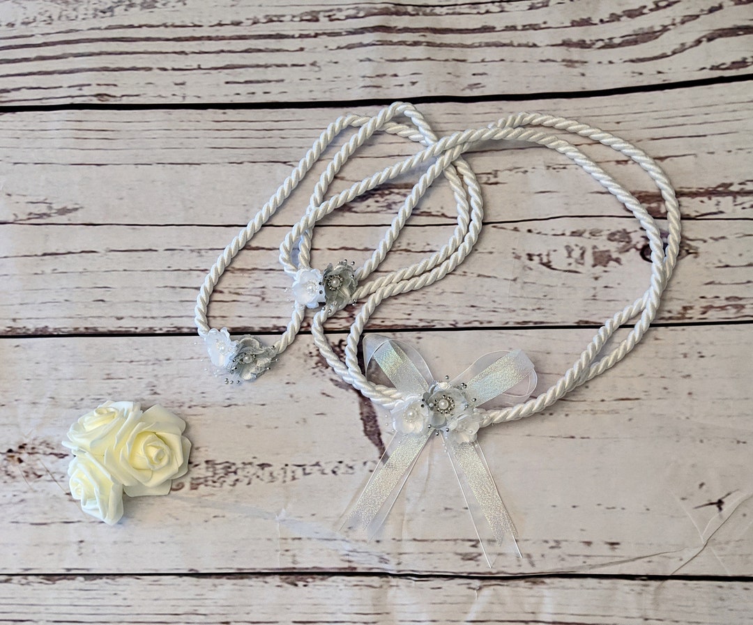 Wedding Lasso - Rope Wedding Lasso - Floral & Bow Wedding Lasso - White ...