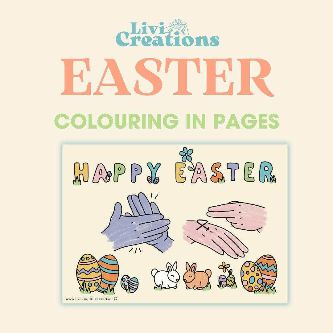 Easter in Auslan Colouring in Pages - Etsy