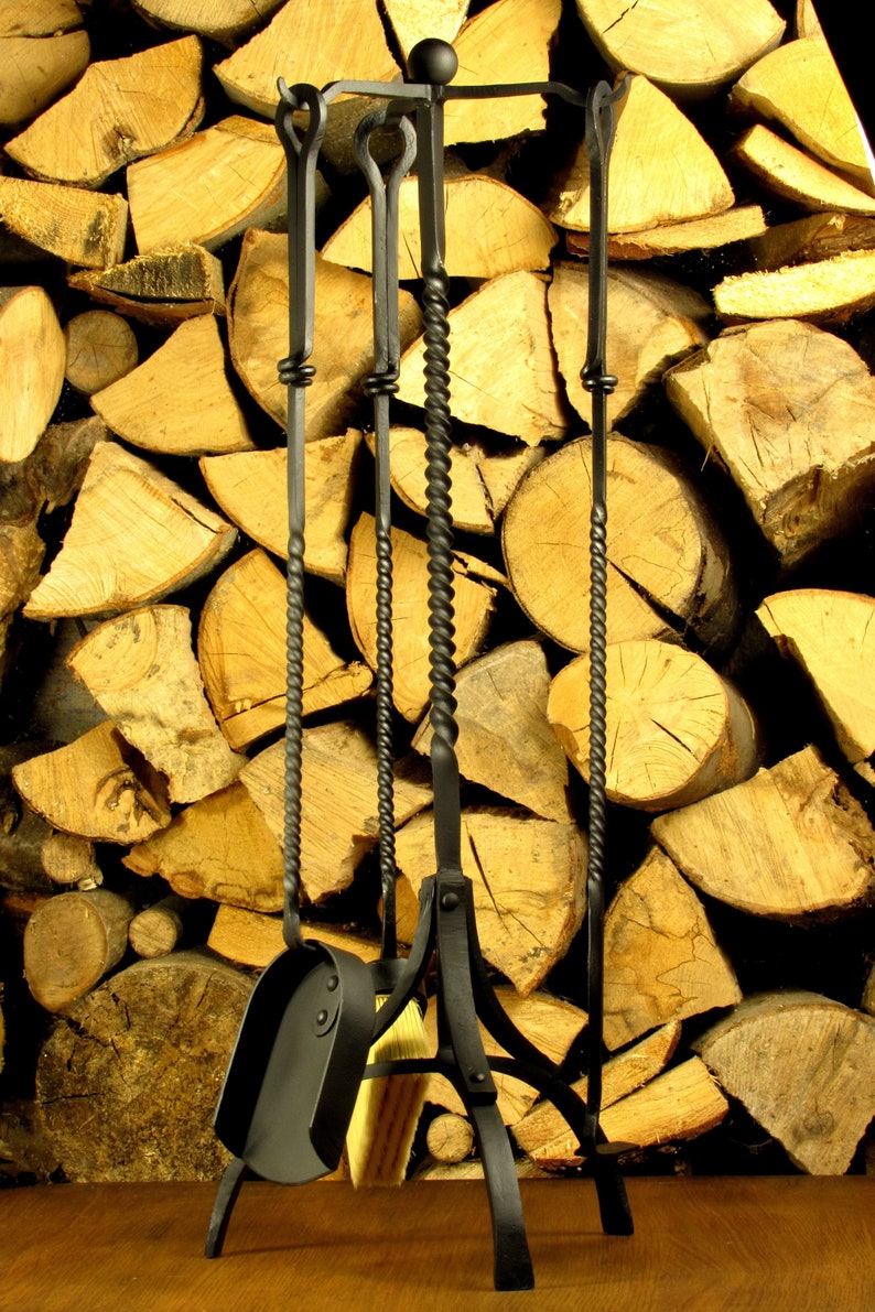 Hand Forged Fireplace Tool Set Fireplace Tool Set Standing - Etsy