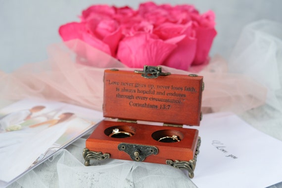 Wide Double Ring Box Slim Ring Storage for 2 Rings Engraved - Etsy