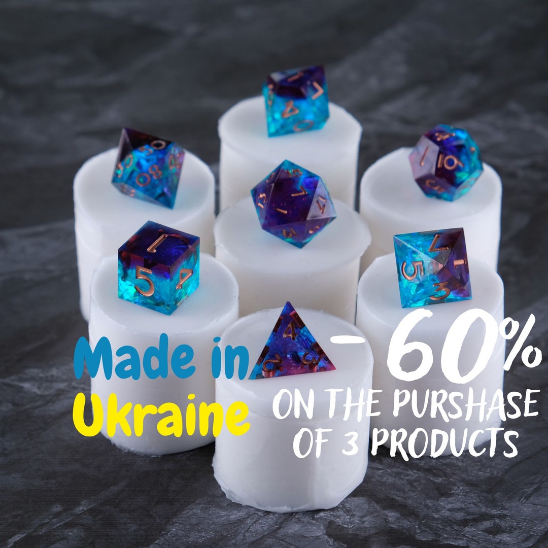 Reusable Platinum Silicone Sharp Edge Dice Mold Full Set 7 Pcs Dice Set ...