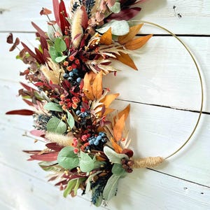 Fall Boho Wreath, Boho Wreath, Front Door Hoop Wreath, Modern Fall ...