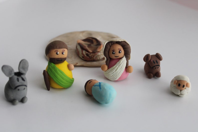 Traditional Nativity Scene Set Kids Nativity Scene, Polymer Clay, Hand ...