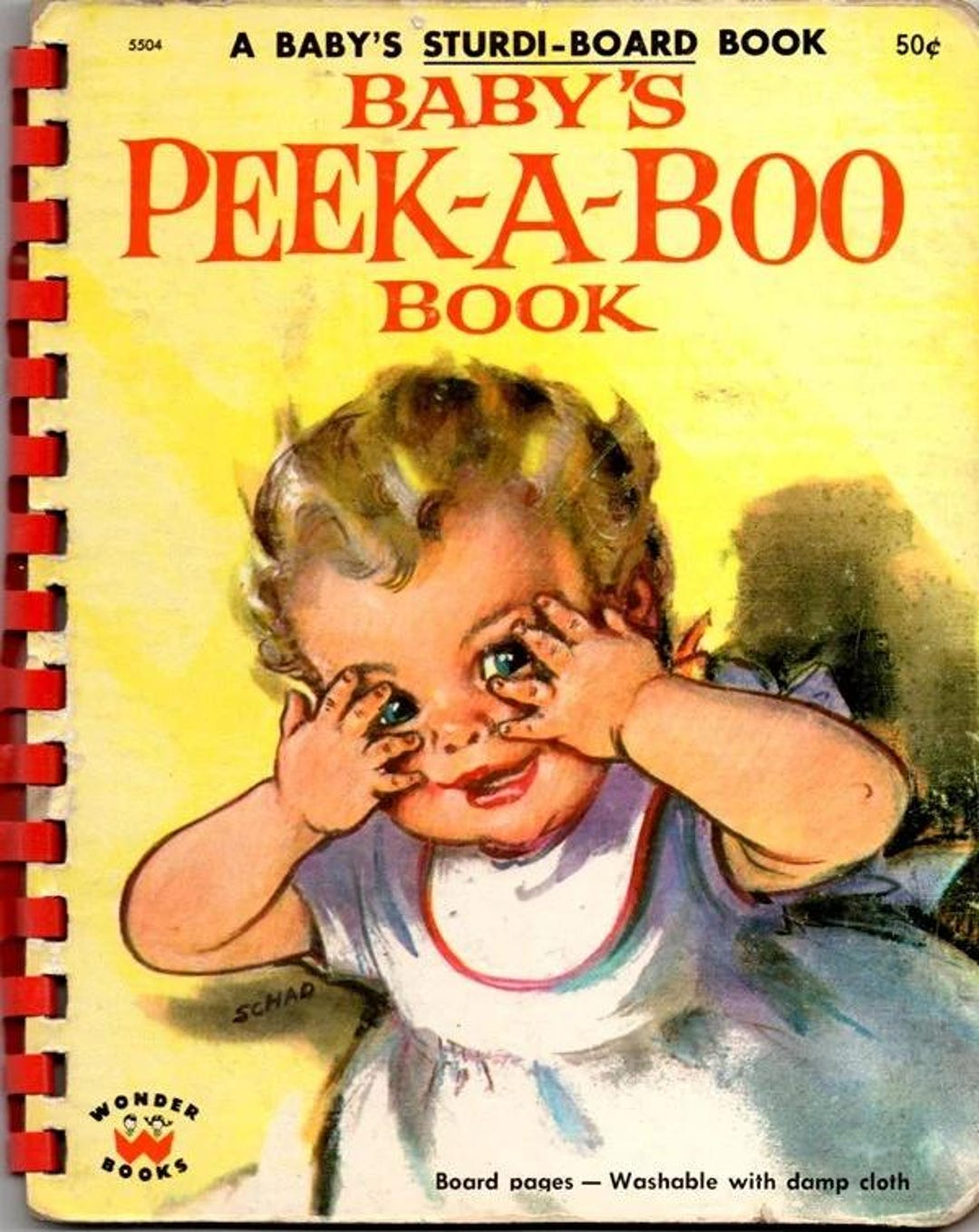 Baby's Peek A Boo Book Washable Board Pages Toddler Puppy Kitten Chair ...