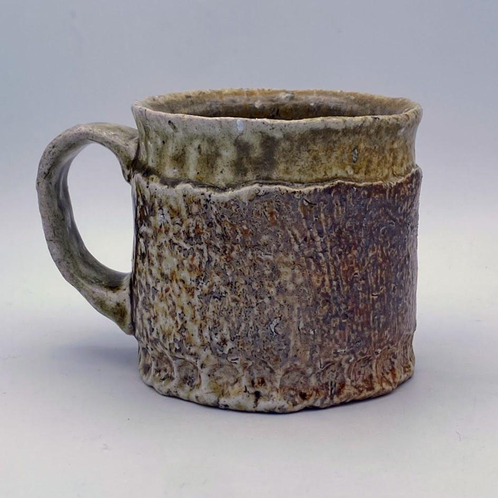 Large Pinched Ceramic Mug: Wood Fired, Salt Soda Glazed - Etsy
