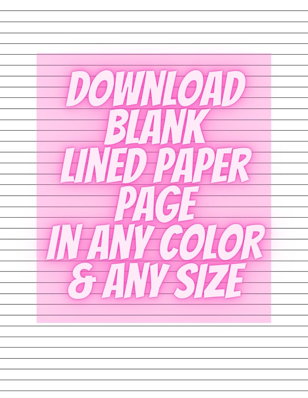 Blank Lined Paper, Any Color, Any Size Download - Etsy