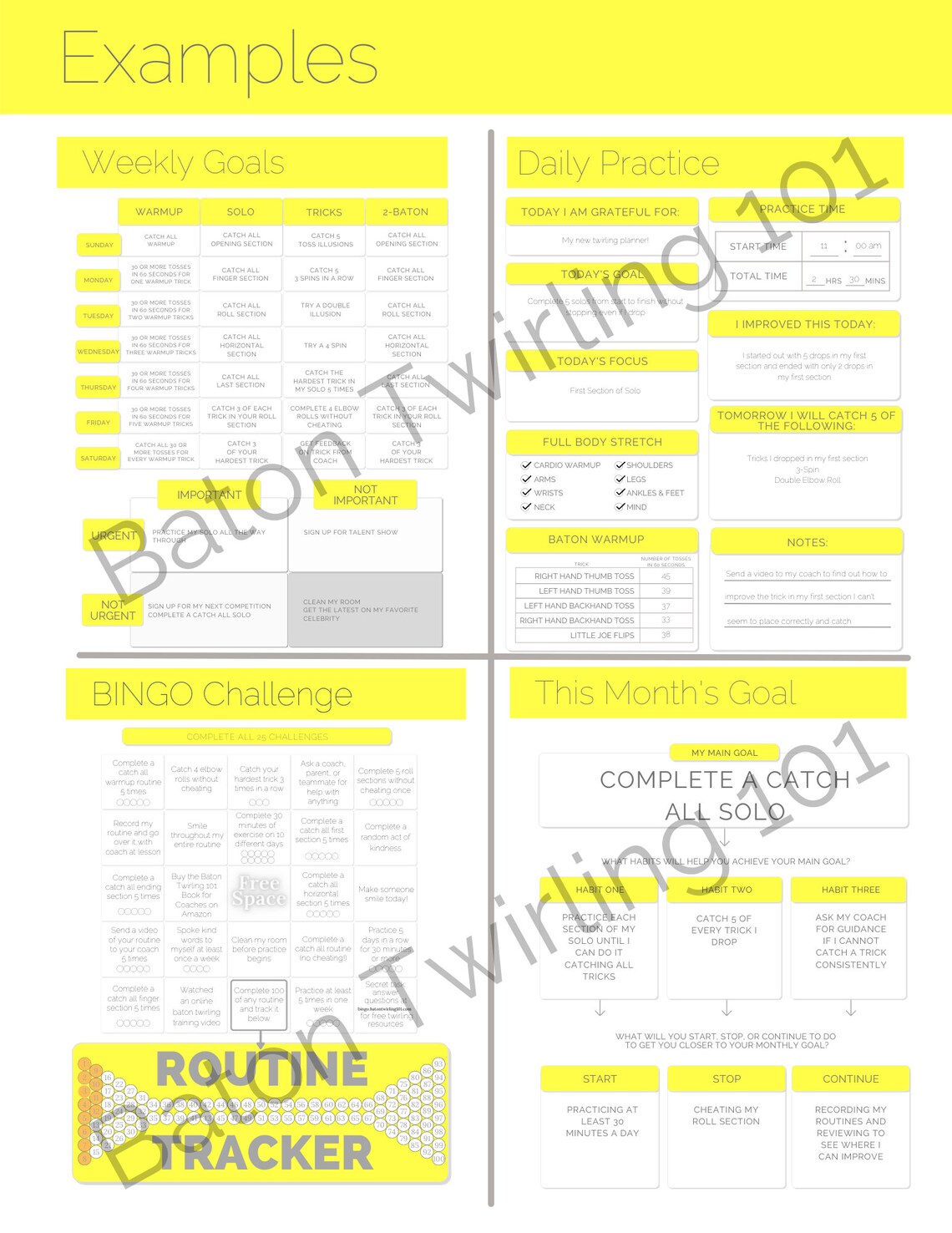 Pop Art Baton Twirling 30 Day Printable Practice Notebook - Green and ...