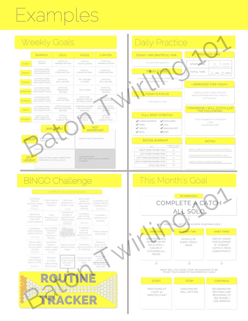 Pop Art Baton Twirling 30 Day Printable Practice Notebook - Green and ...