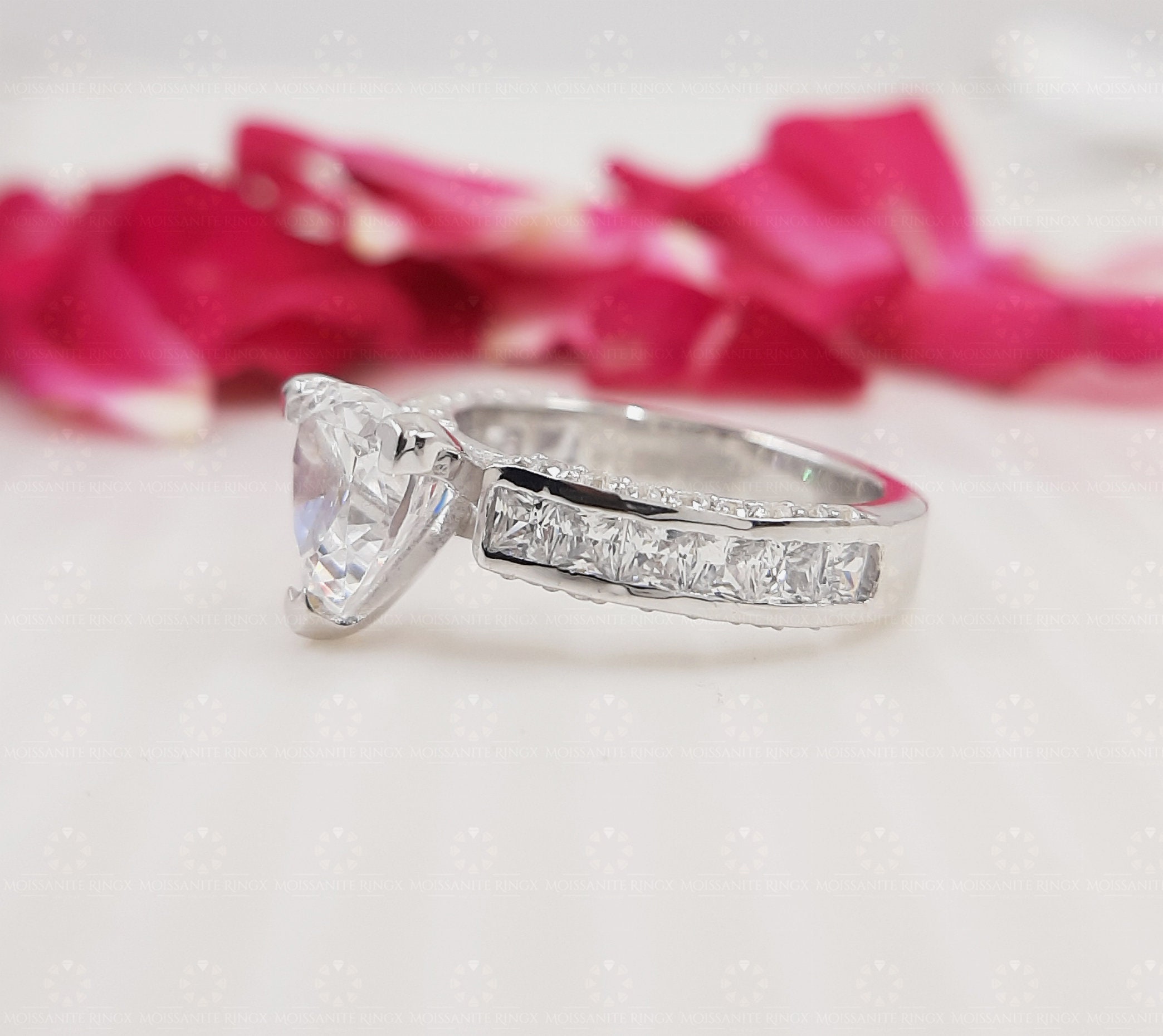 Trillion Cut Engagement Ring Set Two Piece Wedding Ring Sets - Etsy