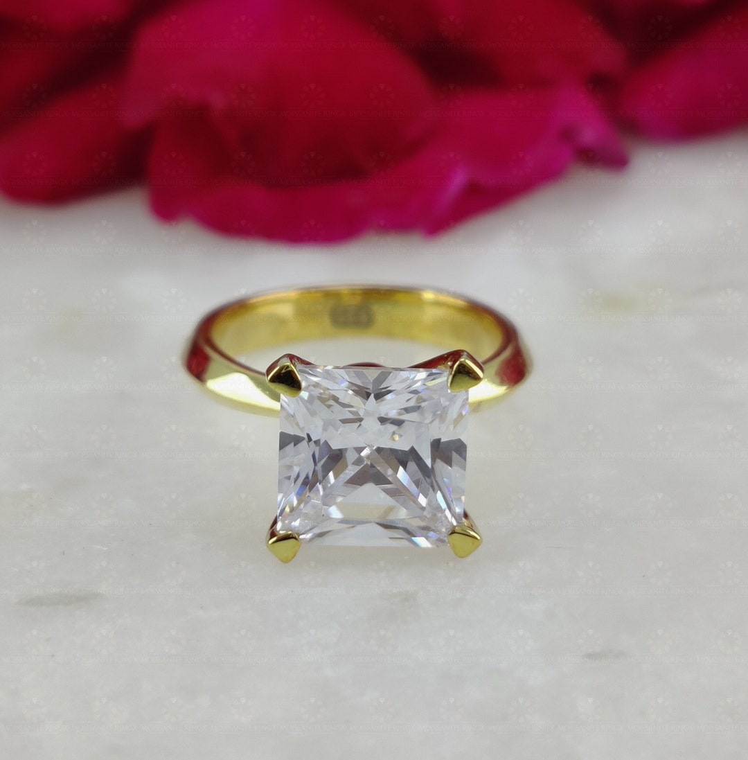 3 Ct Princess Cut Solitaire Engagement Ring, Classic Knife Edge Ring ...