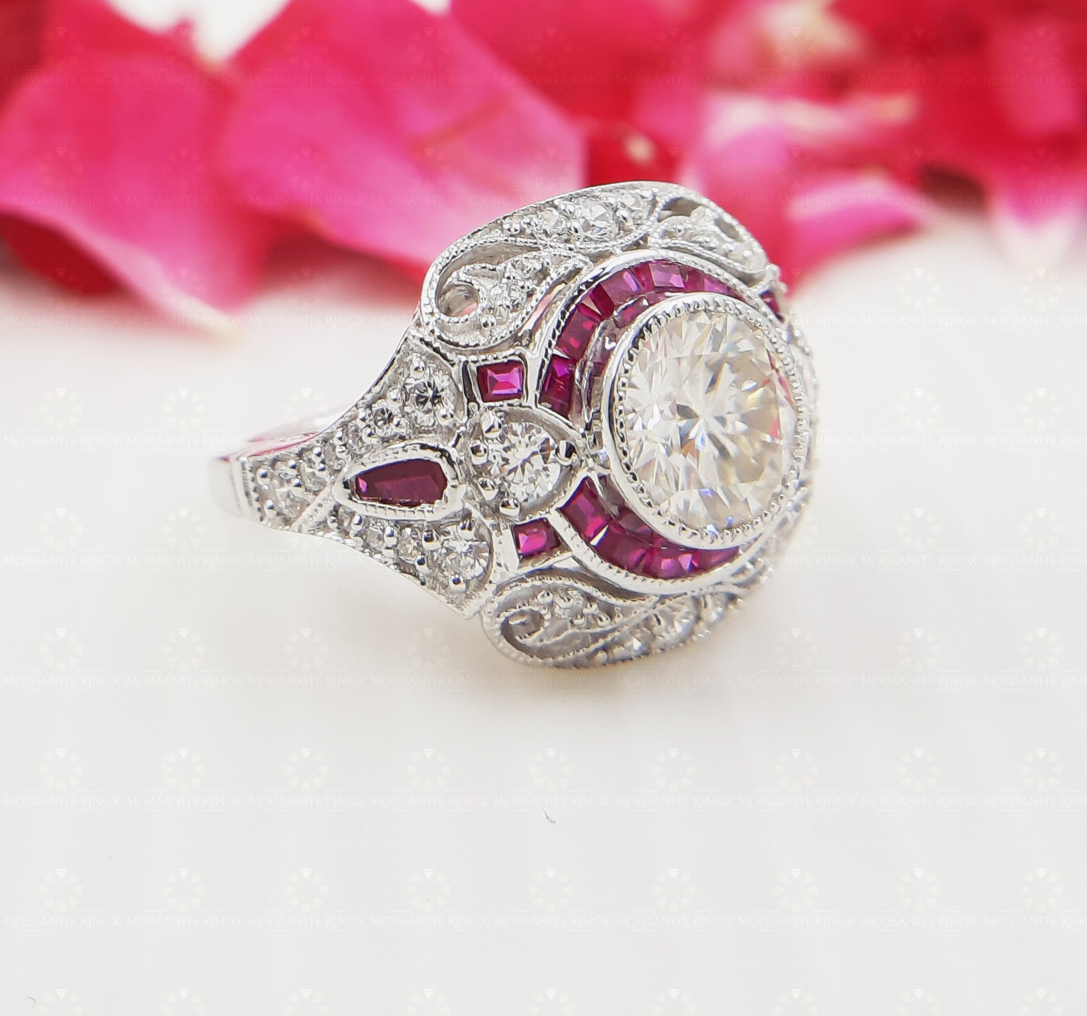 Art Deco Style Engagement Ring in Sterling Silver Round Cut - Etsy