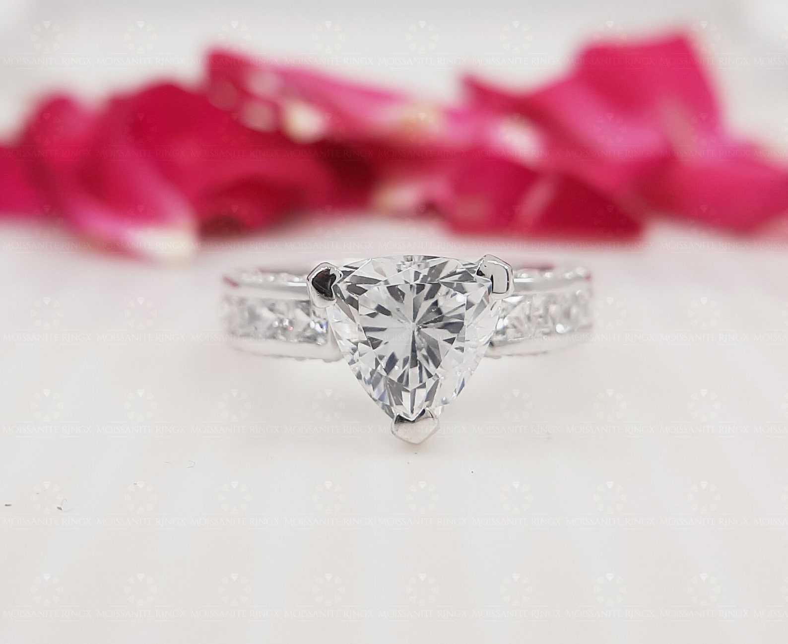 Trillion Cut Engagement Ring Set Two Piece Wedding Ring Sets - Etsy