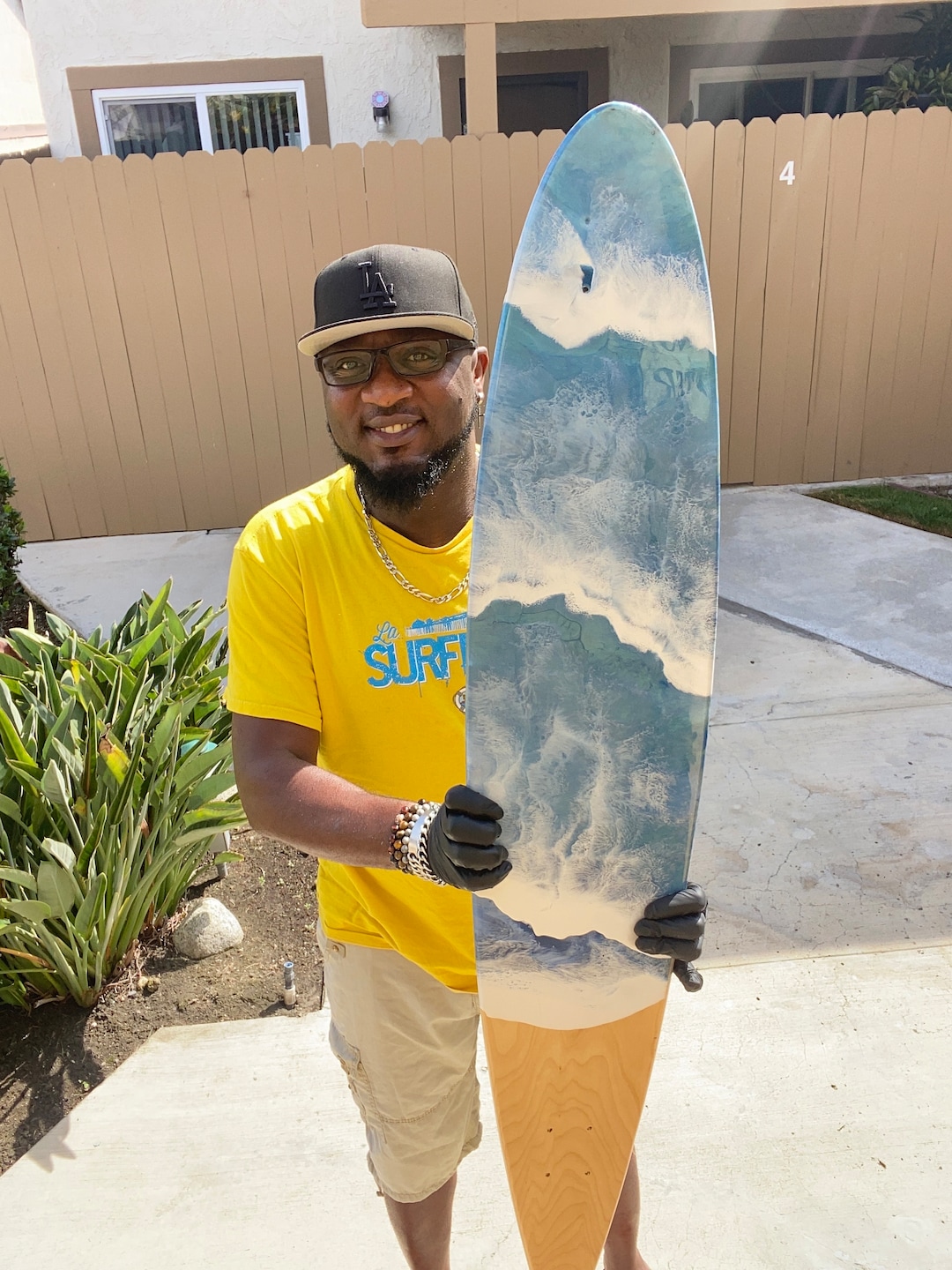 Handcrafted Ocean Resin Longboard Skateboard Wall Decor - Coastal ...