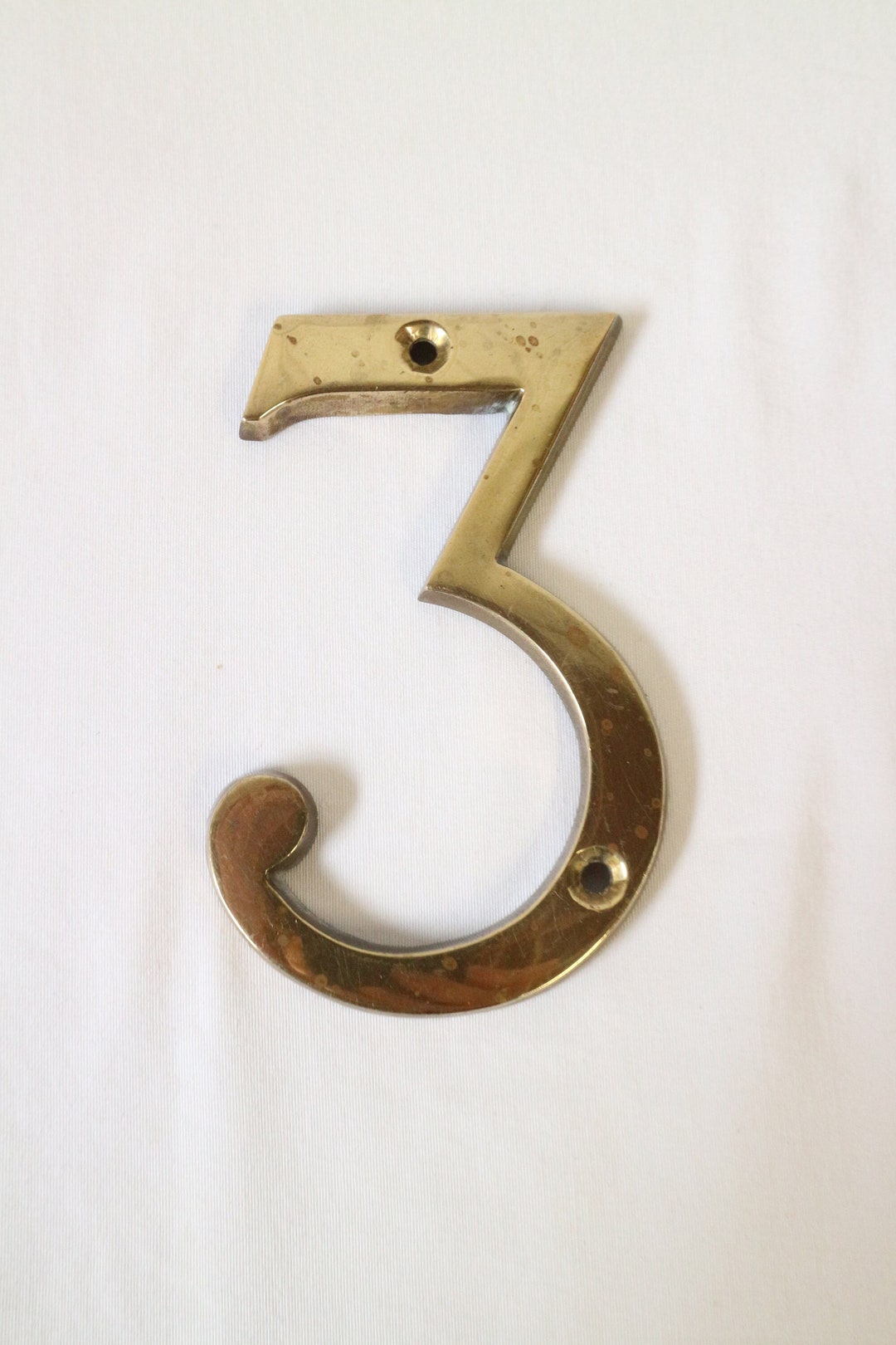 Vintage Brass Number 3/address Number - Etsy