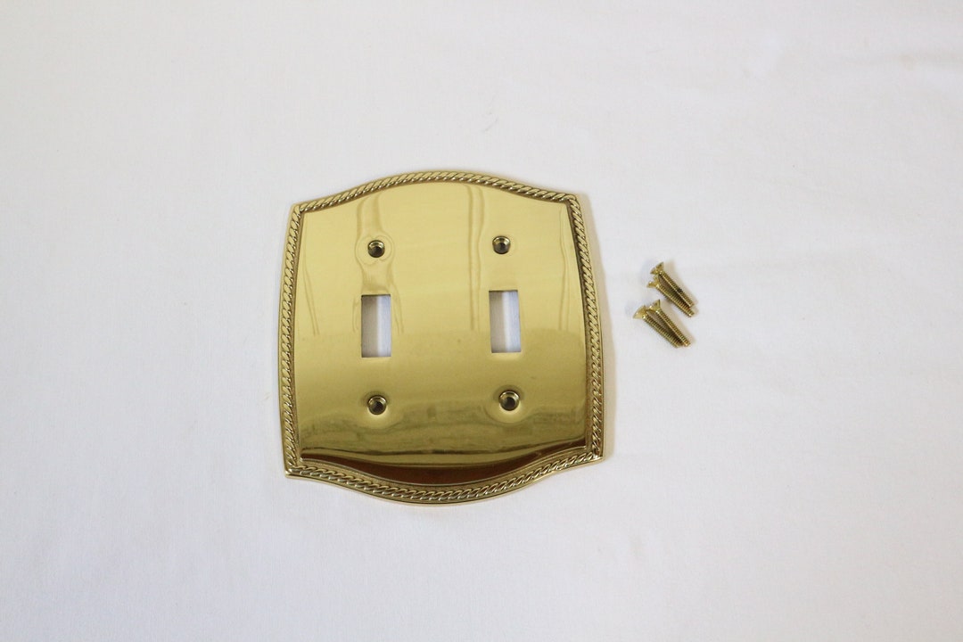 Vintage Brass Double Light Switch Cover - Etsy