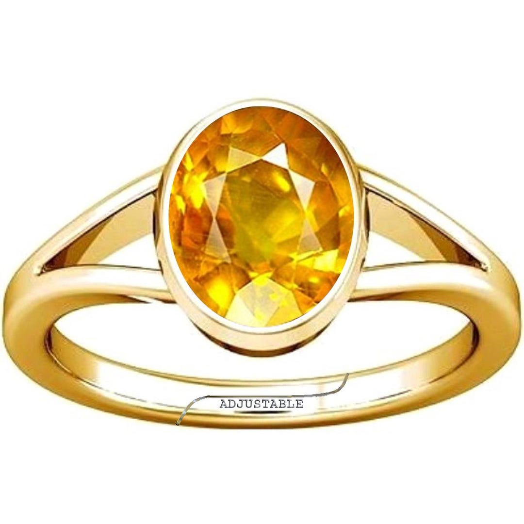 Divya Shakti Natural Yellow Sapphire Pukhraj Gemstone Panchdhatu ...