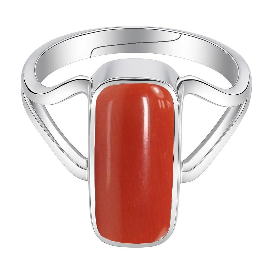 Divya Shakti Red Coral Moonga Gemstone Adjustable Silver Ring for Men ...