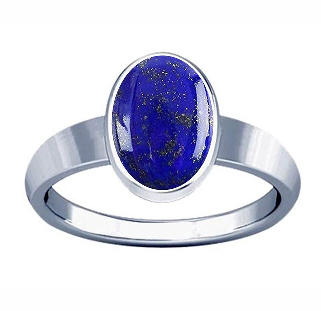 Divya Shakti Lapis Lazuli Lajward Gemstone Plain Design Silver Ring for ...