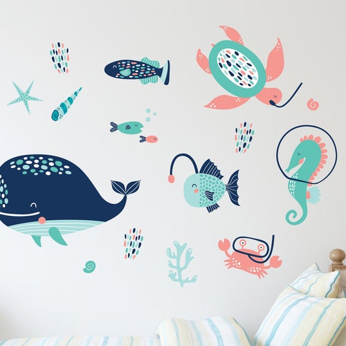 Ocean Friends Under the Sea Wall Decal for Nautical Theme - Etsy