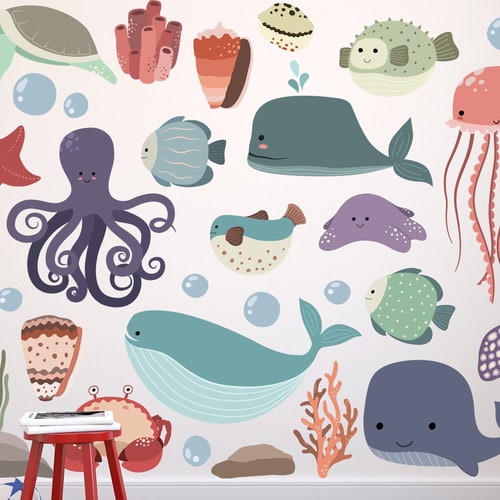 Aquarium Wall Decal Under the Sea Oceanic Wall Decal Fish - Etsy