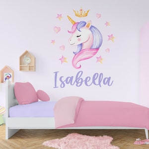 Personalized Unicorn Wall Decals -unicorns Stickers for Girls Nursery ...