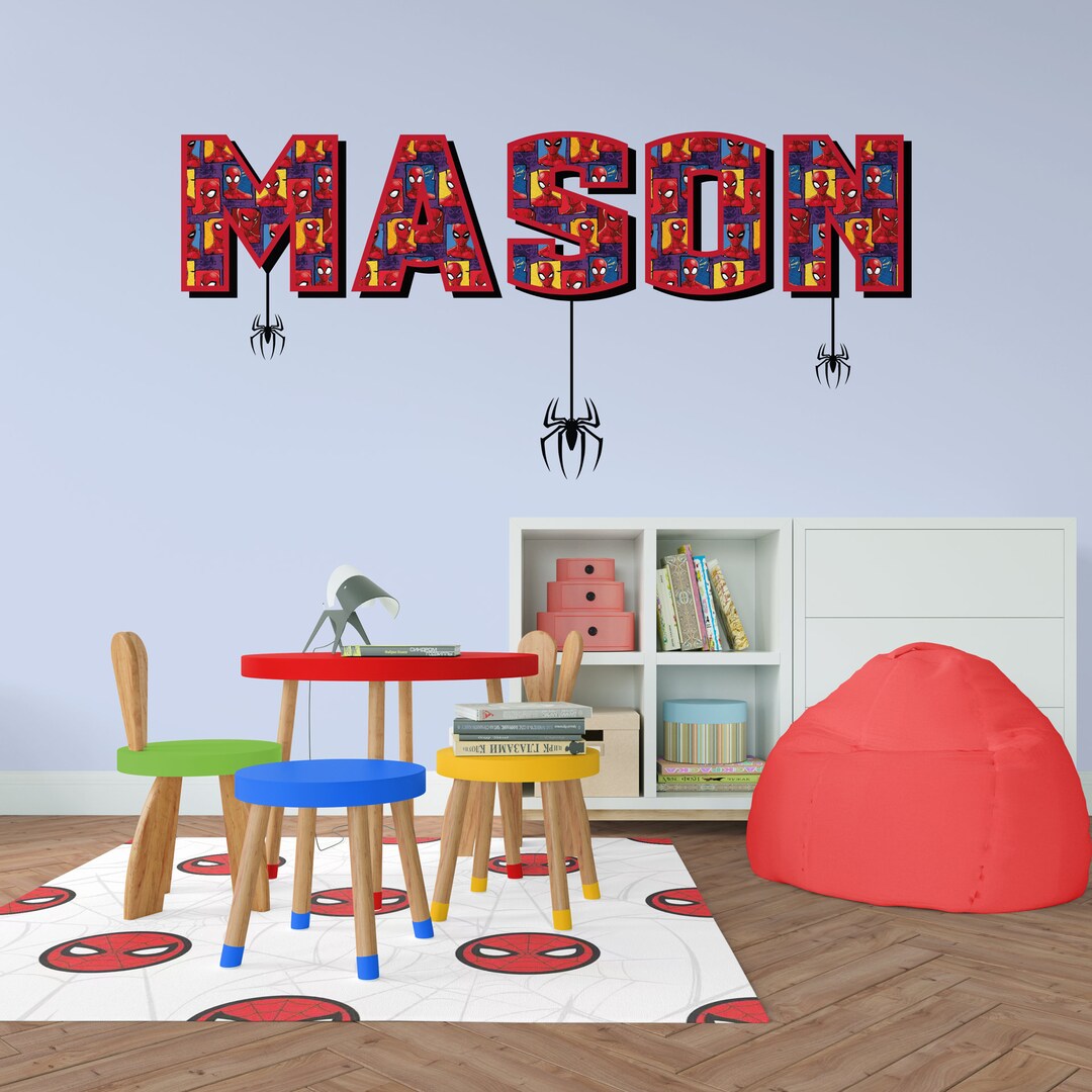 Personalized Superhero Wall Stickers Custom Name Children's Decoration ...