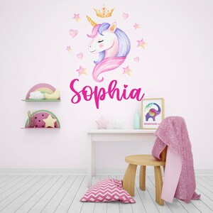 Personalized Unicorn Wall Decals -unicorns Stickers for Girls Nursery ...