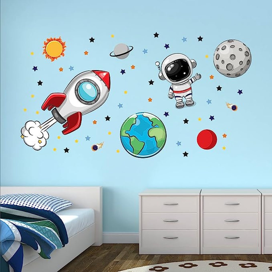 Space Astronaut Spacecraft Wall Decal,galaxy Solar System Planet ...