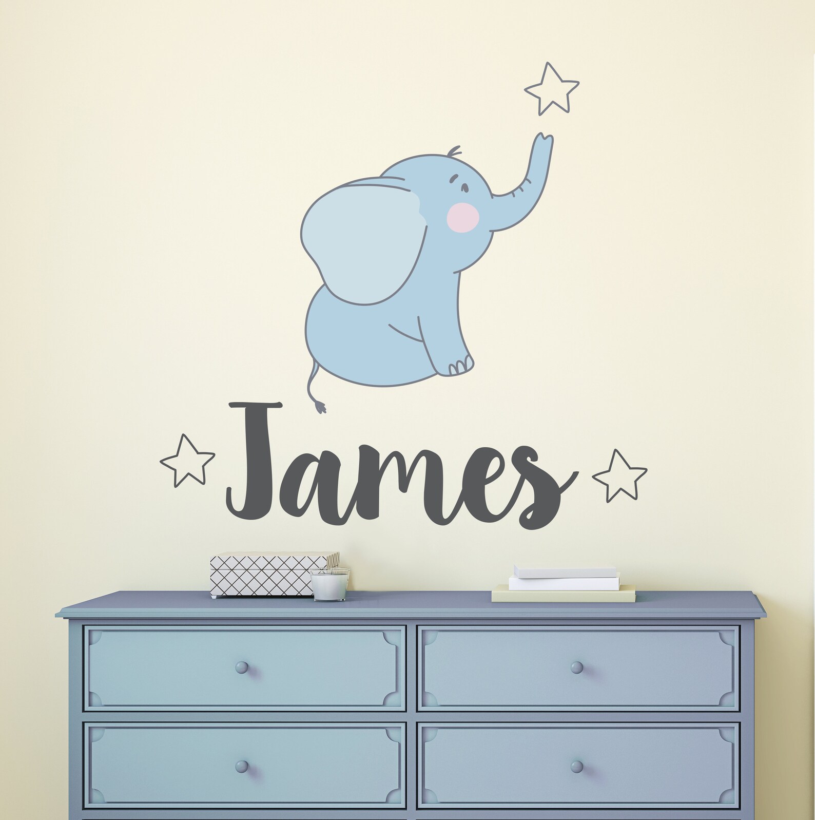 Elephant Name Wall Decal - Custom Elephant Nursery Baby Room Decoration ...