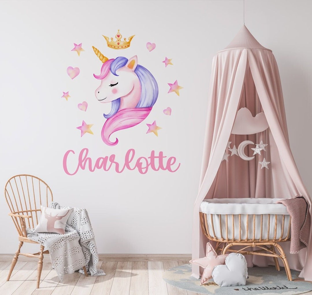 Personalized Unicorn Wall Decals -unicorns Stickers for Girls Nursery ...