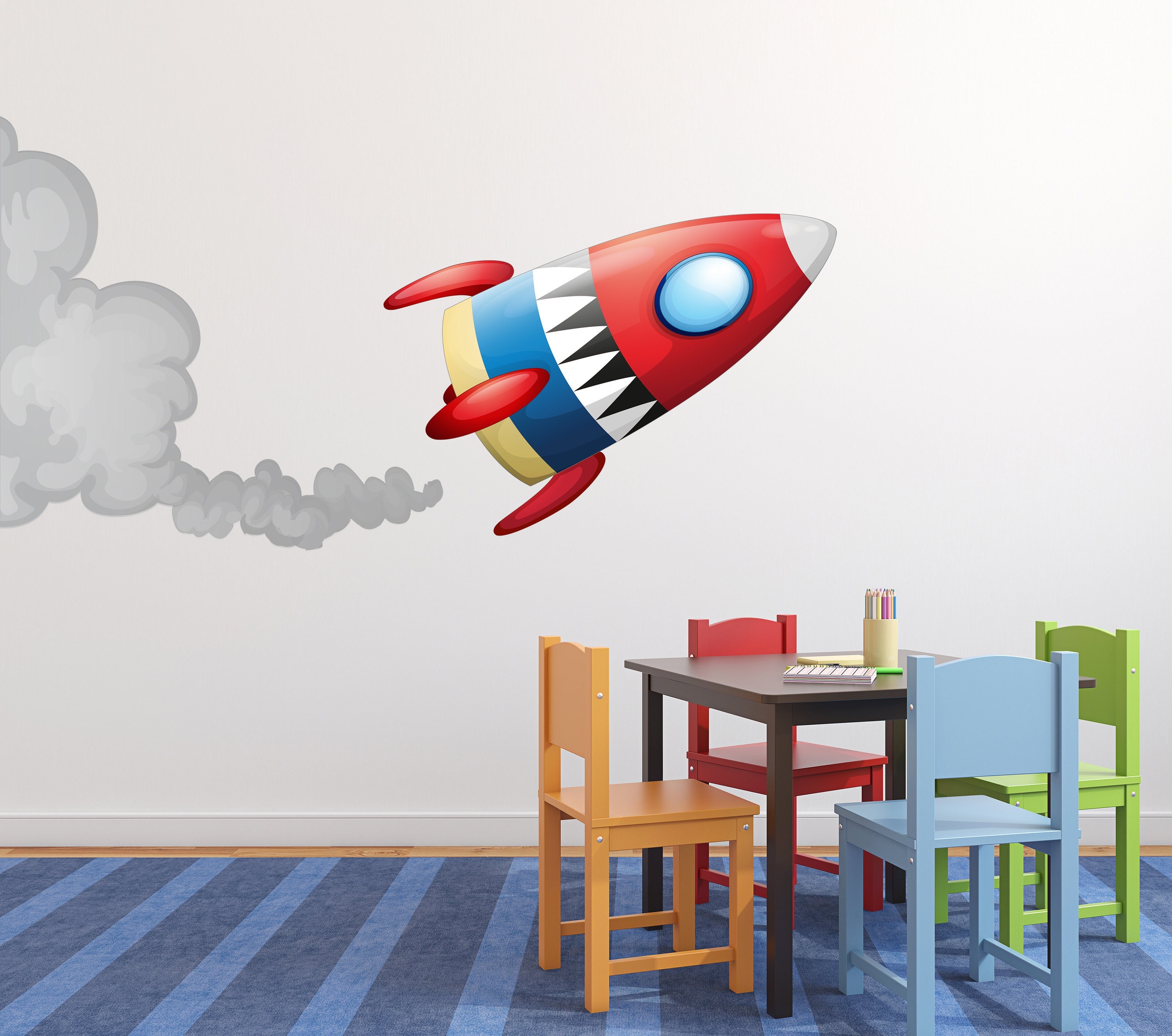 Rocket Wall Decal Rocket Ship Decor Boy Bedroom Decal - Etsy Canada