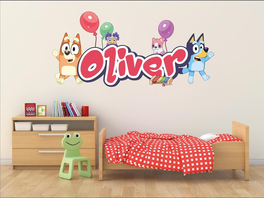Blue Wall Decal Mural-sticker-custom Name Balloon Blue Letters Unisex ...