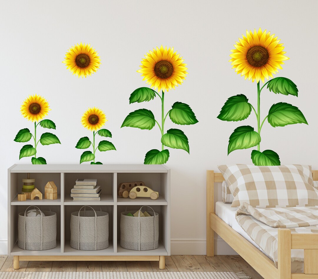Sunflower Wall Decal - Floral Wall Decor - Sunflower Girl Wall Decor ...