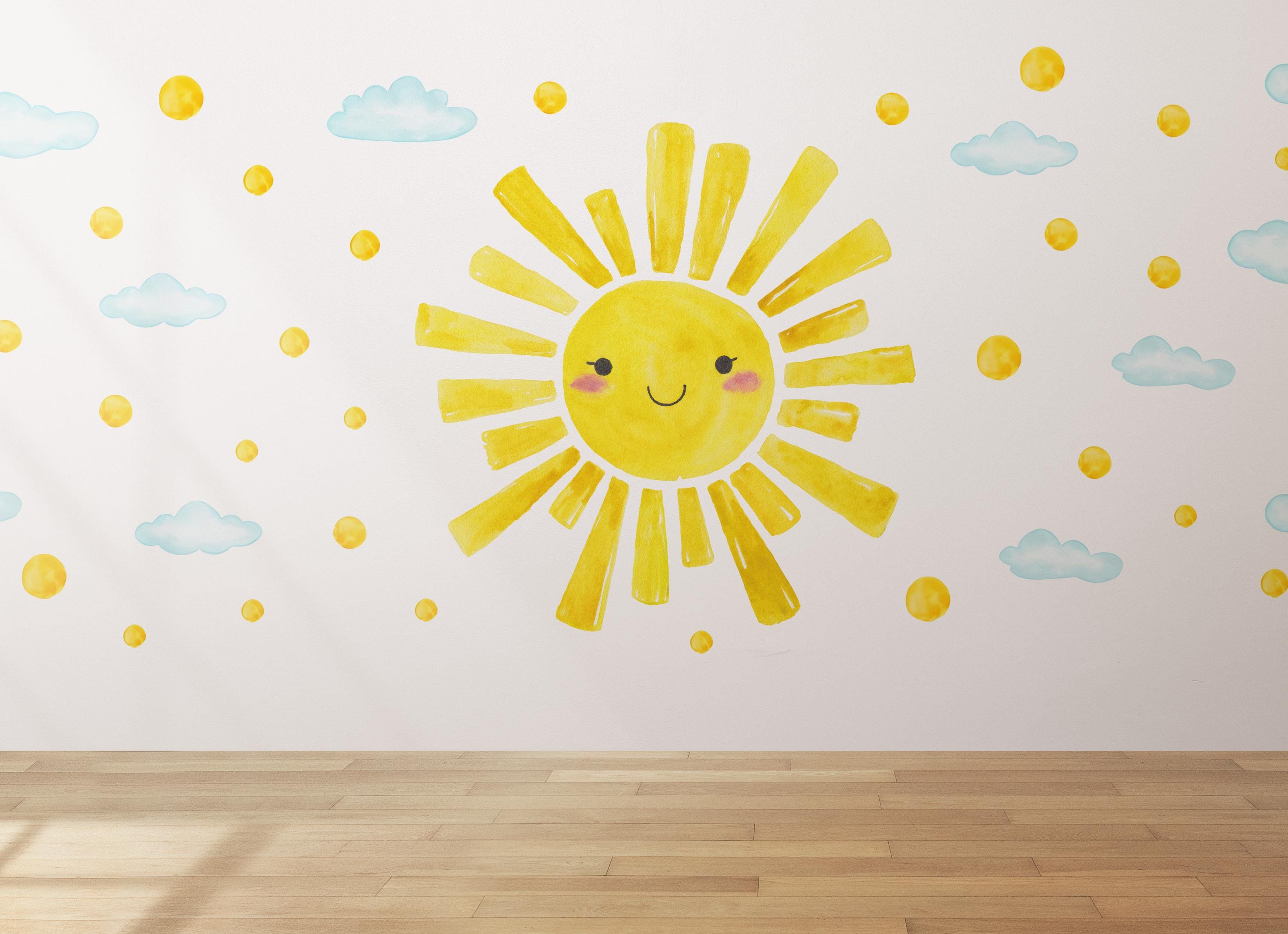 Watercolor Sun & Clouds Wall Decal: Weather Theme Vinyl Sticker - Etsy