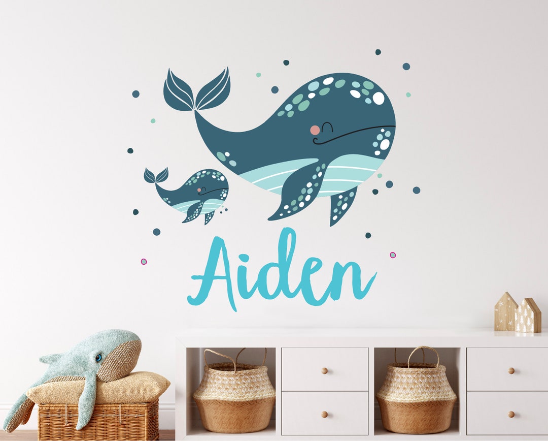 Personalized Whale Name Wall Decals for Kids - Nautical Whales Wall ...