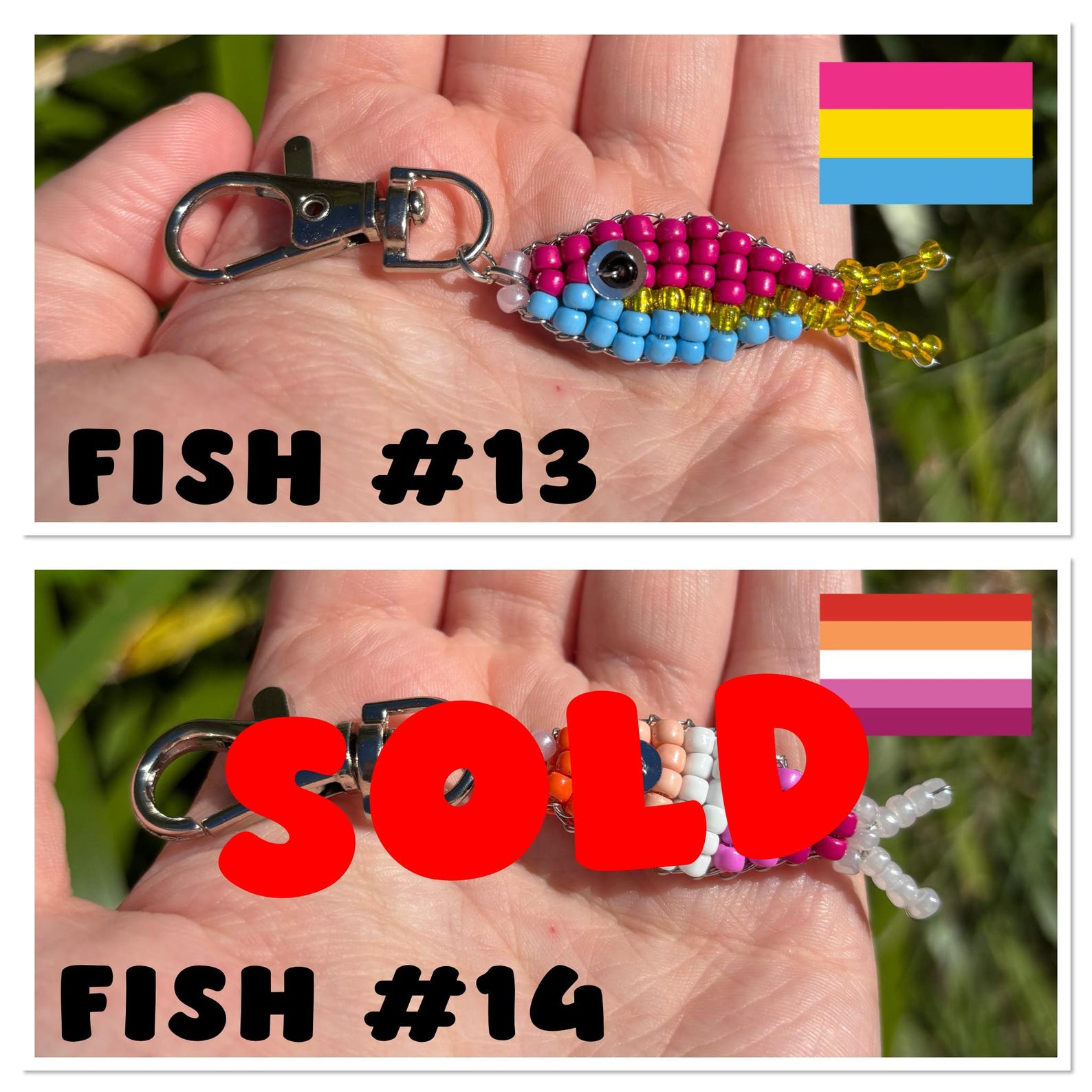 Beaded Fish Charms - Etsy