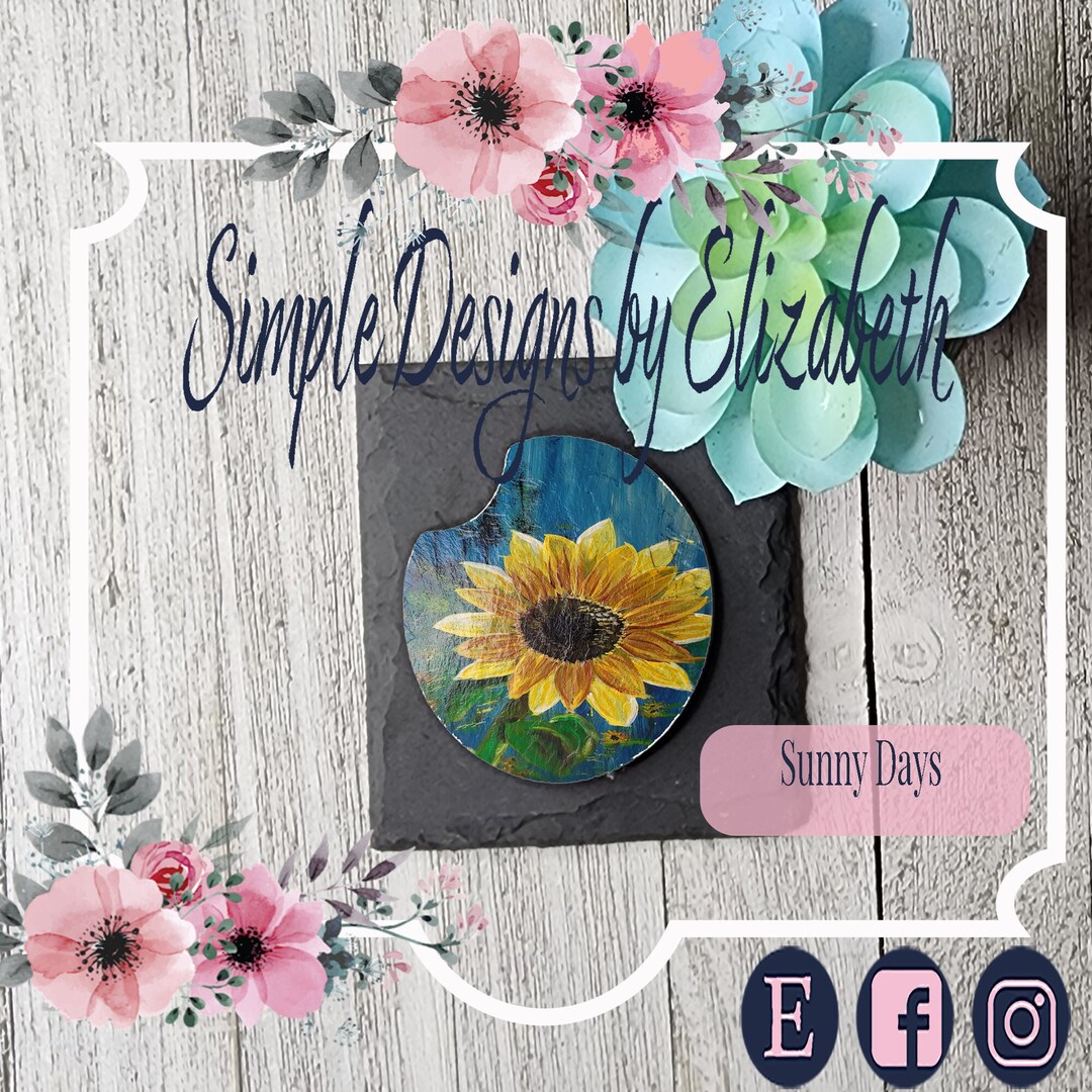 Sunny Days Full of Sunflowers - Set(2) of Car Coasters - Functional ...