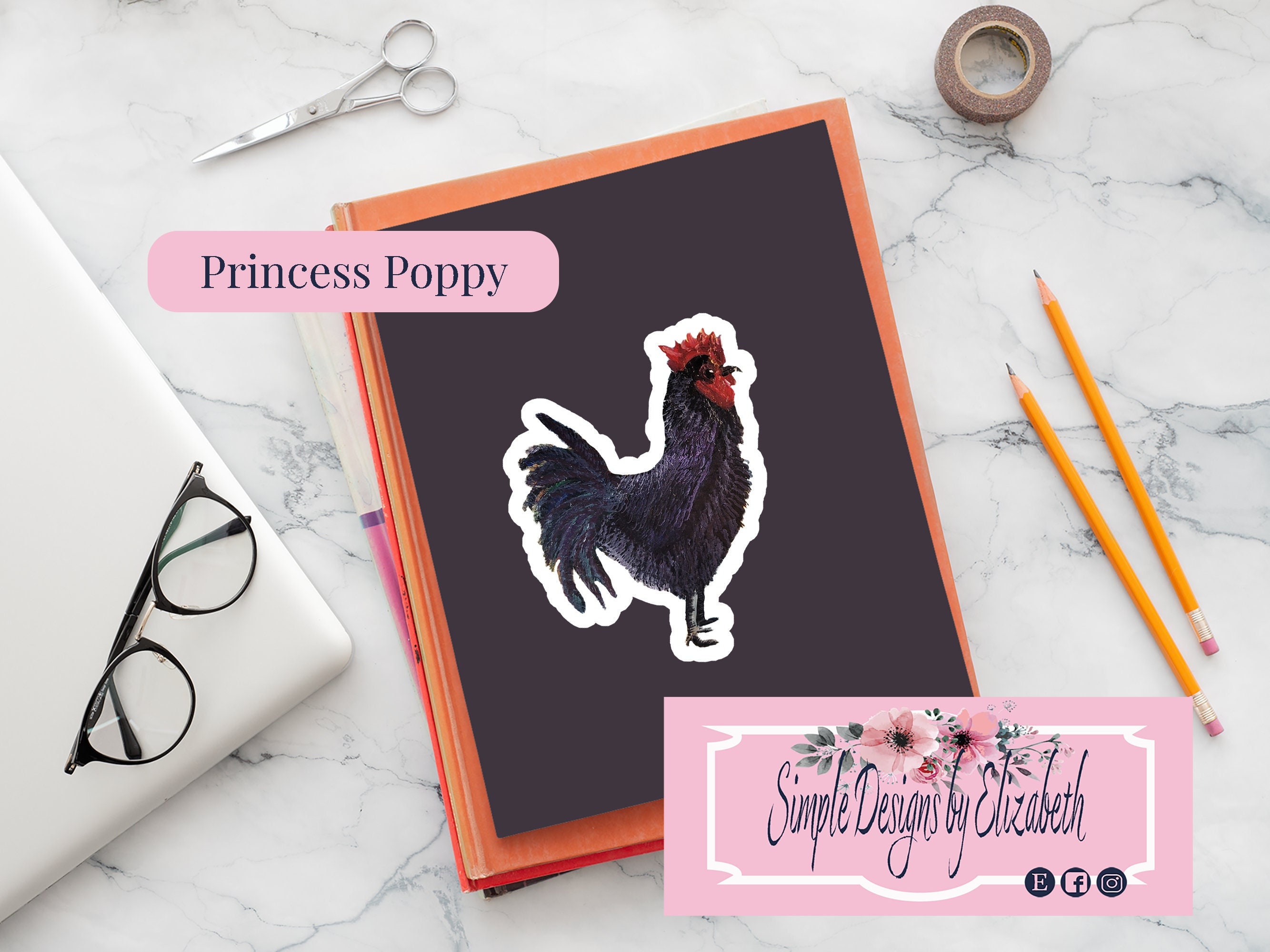Black Iridescent Chicken Notebook: Small Colorful Journal 12 Colors ...