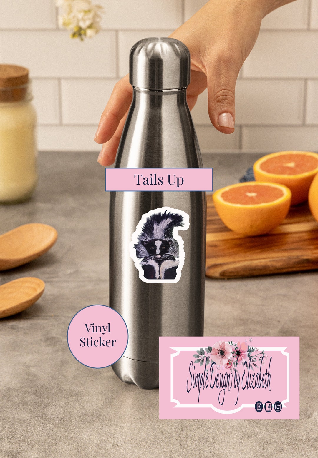 Tails up Skunk - Die-cut Vinyl Sticker - Woodland - Gloss or ...