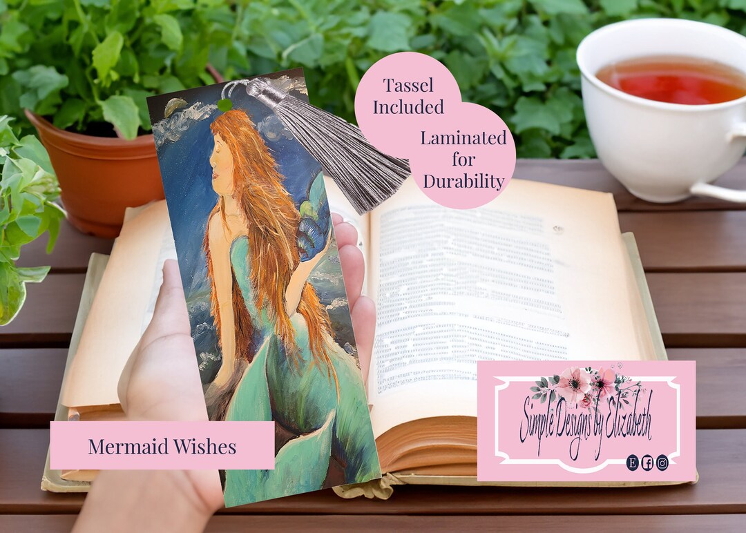 Mermaid Wishes Laminated Bookmark Featuring a Mermaid - Etsy