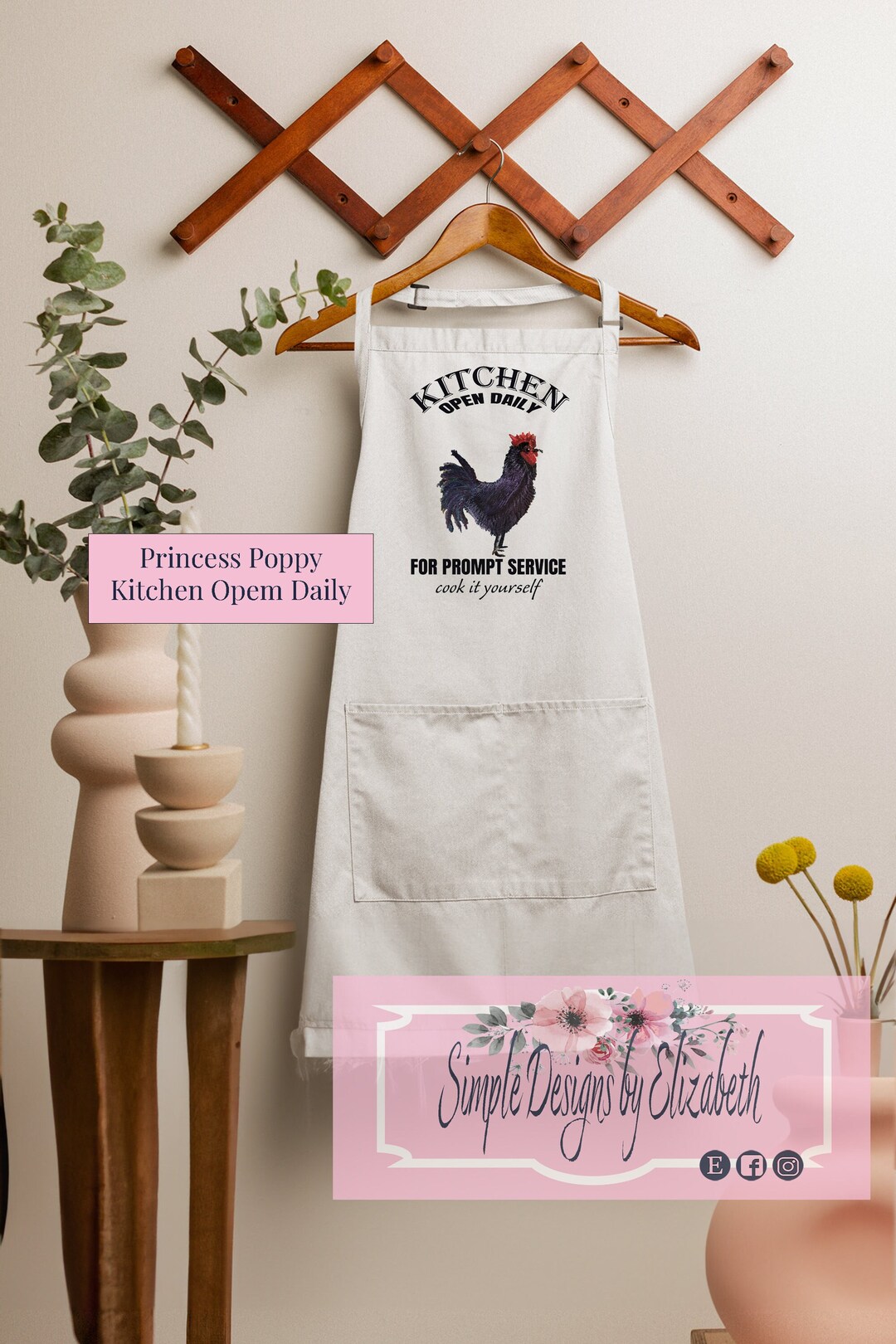 Black Iridescent Chicken Apron Kitchen Open Daily Baking Crafts ...