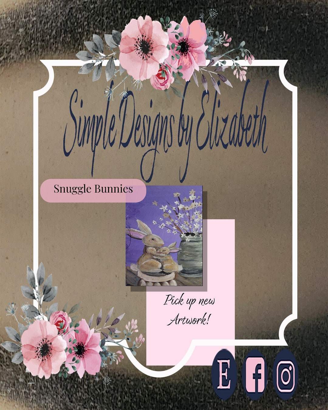 Snuggle Bunnies - Wooden Magnet - Flowers - Fridge - Functional Artwork ...