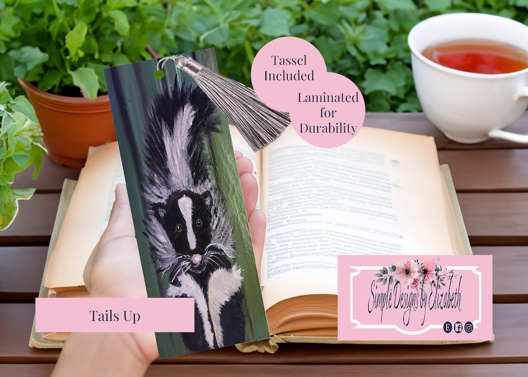 Tails up Skunk - Laminated Bookmark - Woodland - Mark Your Place in ...
