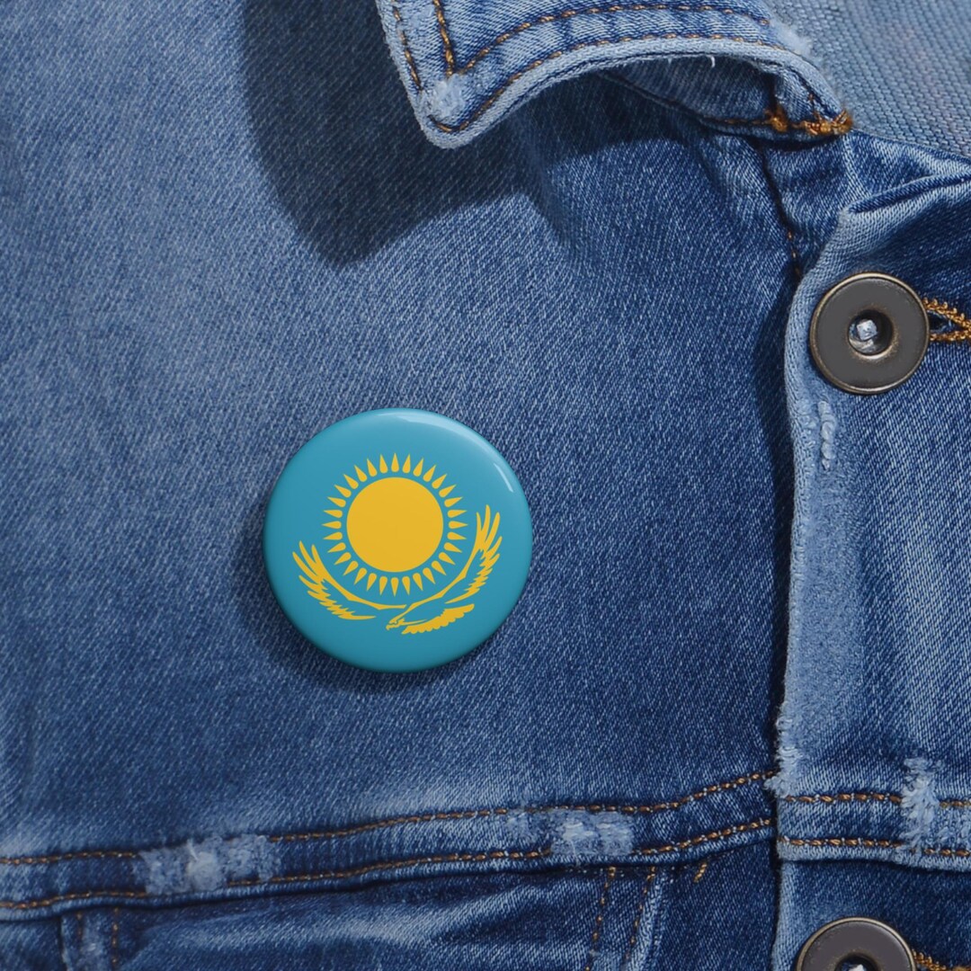 Kazakhstan Pin Button Kazakh International Pin Button Kazakh Travel ...