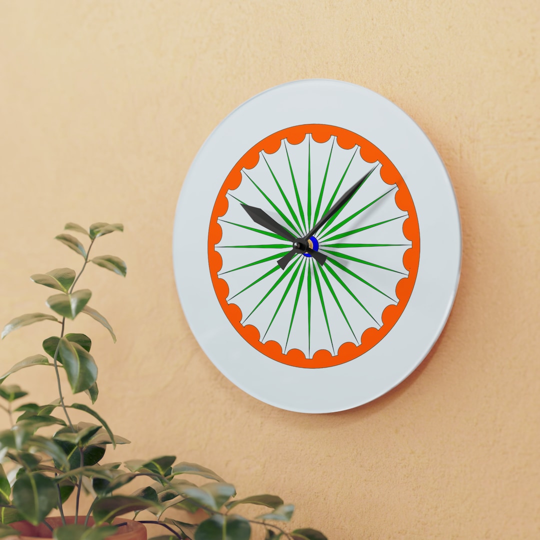 Dharma Wheel Acrylic Wall Clock | Indian Wall Decor | Hindu Buddhist ...